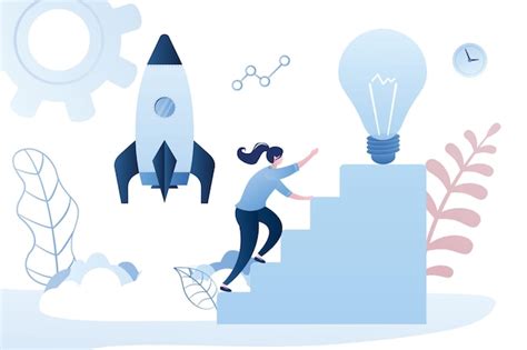 Premium Vector New Business Idea Or Brainstorming Concept Background Businesswoman Climbs
