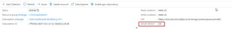Azure How Do I Specify Mongodb Api Version When Creating Cosmos Db