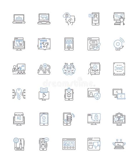 Technology Line Icons Collection Innovation Digitization Automation Virtualization