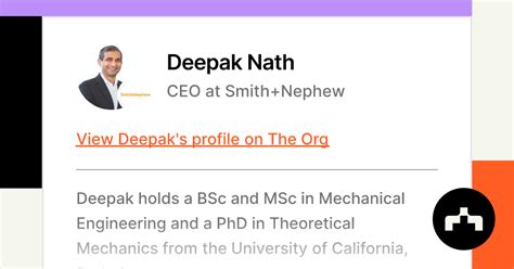 Deepak Nath Ceo At Smith Nephew The Org