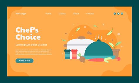 평면 요리사 방문 페이지 템플릿 무료 벡터