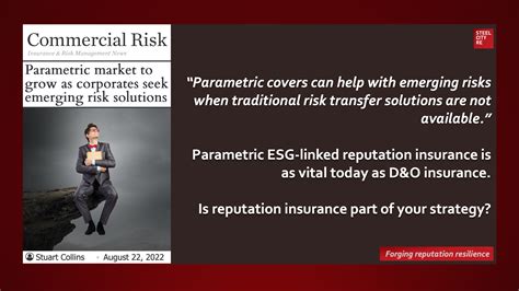 Parametric Insurance For Esg Reputation Steel City Re