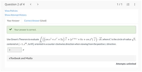 Solved Your Answer Is Correct Use Green S Theorem To Chegg Com