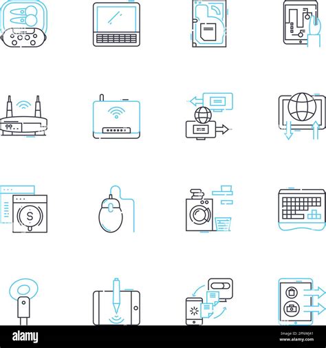 Technological Apparatus Linear Icons Set Smartph Tablet Laptop Desktop Router Server