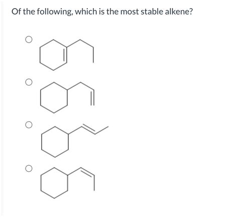 Solved Of The Following Which Is The Most Stable Alkene