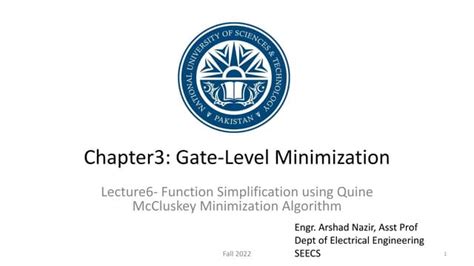 Lecture6 Chapter3 Function Simplification Using Quine Maccluskey