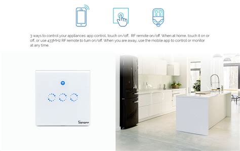 Sonoff T1 EU UK Smart WiFi RF APP Touch Control Wall Light Switch 1 2 3 Gang UK Panel