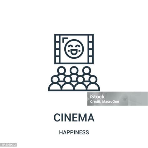 행복 컬렉션에서 영화 아이콘 벡터입니다 얇은 라인 시네마 개요 아이콘 벡터 일러스트 레이 션입니다 웹 및 모바일 앱 로고 인쇄