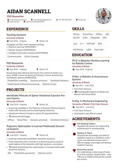 Creating A Cvresume In Org Mode Using Latex Templates Aidan Scannell