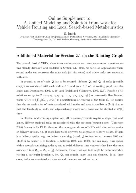 Pdf A Unified Modeling And Solution Framework For Vehicle Routing And