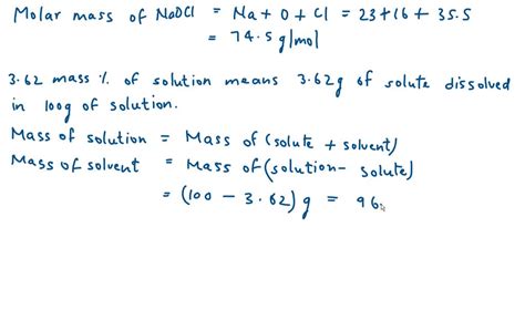 A Commercial Bleach Solution Contains 362 By Mass Of Naocl In Water