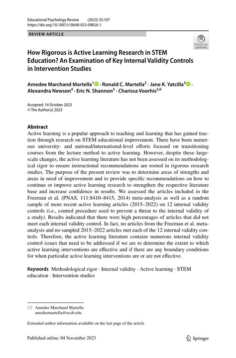 Pdf How Rigorous Is Active Learning Research In Stem Education An