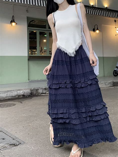 S 28 펀칭 프릴 레이스 캉캉 스커트