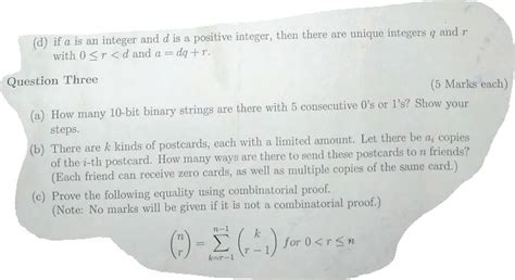 D If A Is An Integer And D Is A Positive Integer Then There Are