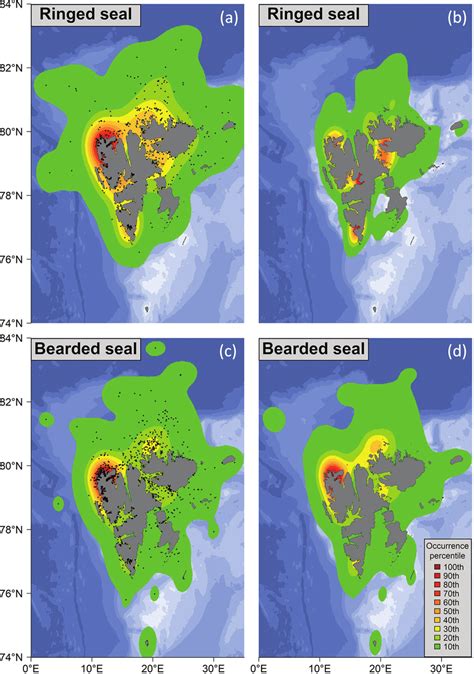 Kde Plots Showing Observation Frequencies Of Ringed Seals And Bearded Download Scientific