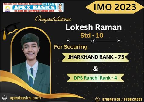 Apex Basics Ranchi Students Excel In International Mathematics Olympiad