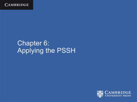 Applying The Pssh