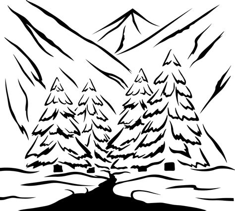Winter Scene Coloring Page Free Printable
