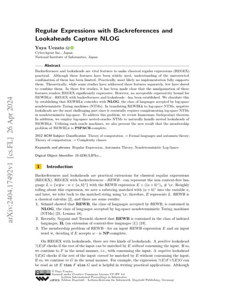 Regular Expressions With Backreferences Pdf Regular Expression Mathematical Logic