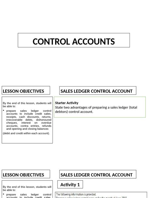 Sales Ledger Control Account Pdf Debits And Credits Money
