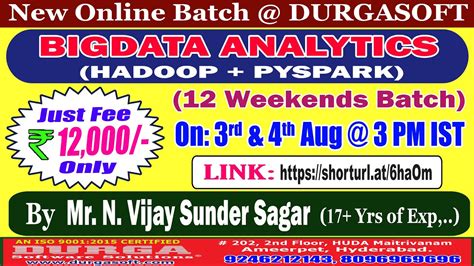 Bigdata Analytics 12 Weekends Batch Online Training Durgasoft Youtube