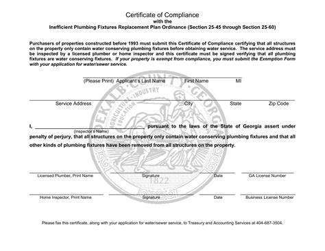 Certificate Of Conformity Form