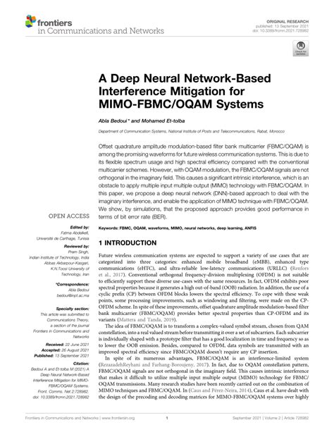 Pdf A Deep Neural Network Based Interference Mitigation For Mimo Fbmcoqam Systems