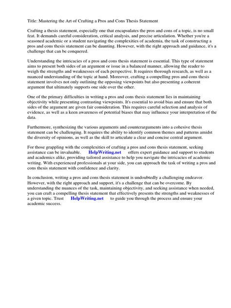 how to write a pros and cons thesis statement pdf essays social media