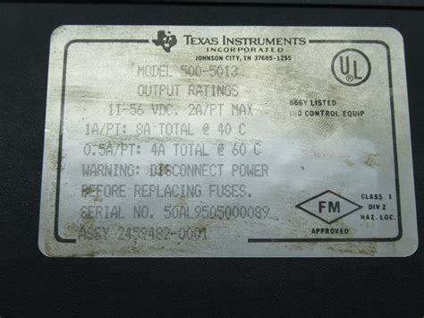 Texas Instruments 500 5013 Output Module 11 56vdc 2a Pt Class 1 Div 2 Used Industrial