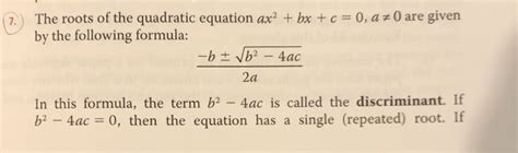 Solved The Roots Of The Quadratic Equation Ax2 Bx C 0