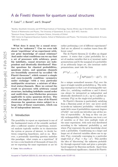 Pdf A De Finetti Theorem For Quantum Causal Structures