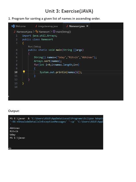 Unit 3 Java Exercise Pdf
