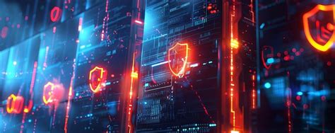 Premium Photo A Digital Fortress Surrounding A Network Server Glowing