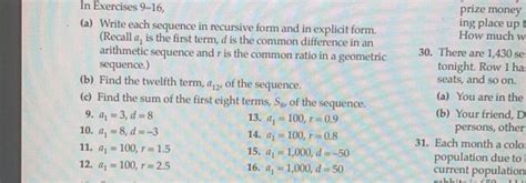 solved in exercises 9 16 a write each sequence in