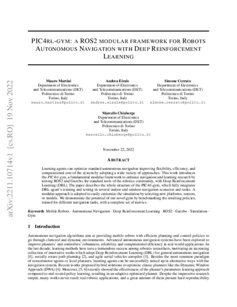 pdf pic4rl gym a ros2 modular framework for robots autonomous