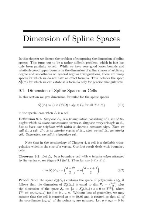 Dimension Of Spline Spaces Chapter 9 Spline Functions On Triangulations
