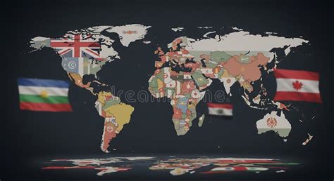 World Map With National Flags A Global Perspective Stock Illustration Illustration Of
