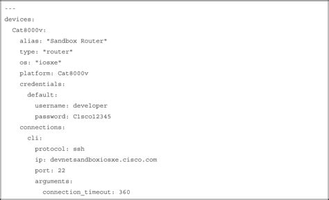 Code Snippets Cisco PyATS Network Test And Automation Solution Data