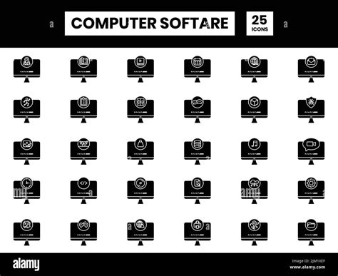 bandw color set of computer software icons in flat style stock vector image and art alamy