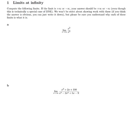 Solved 1 Limits At Infinity Compute The Following Limits If Chegg Com