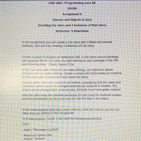 Solved Csd 3464 Programming Java Se 2022w Assignment 6