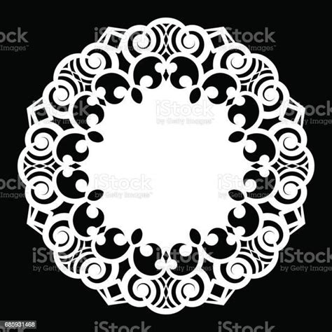 레이스 라운드 종이 Doily 레이스 눈송이 인사말 요소 절단 플로터 레이저 컷 템플릿 케이크 벡터 일러스트를 장식하는 Doily 공휴일에 대한 스톡 벡터 아트 및 기타
