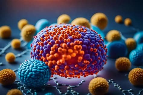 Premium Ai Image A Group Of Blue And Orange Bacteria With A Blue And Orange Colored Bumpy