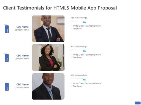 Client Testimonials For Html5 Mobile App Proposal Ppt Powerpoint