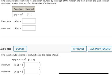 Solved Find The Upper And Lower Sums For The Region Bounded