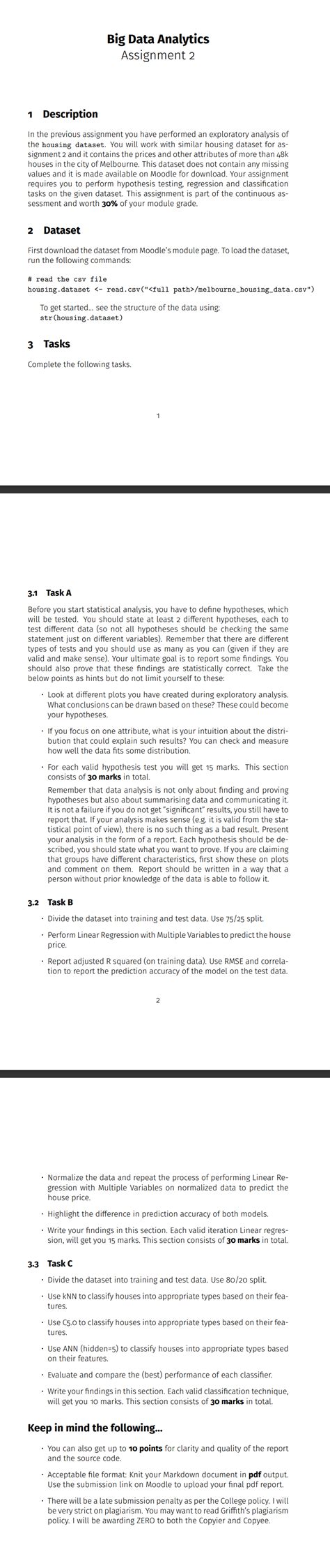 Solved 3 3 Task C Divide The Dataset Into Training And Chegg Com