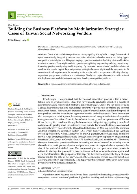 Pdf Building The Business Platform By Modularization Strategies Cases Of Taiwan Social