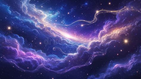 Colorful Nebula Clouds And Stars Creating A Breathtaking Universe Scene Stock Illustration