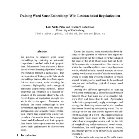 Training Word Sense Embeddings With Lexicon Based Regularization Acl Anthology