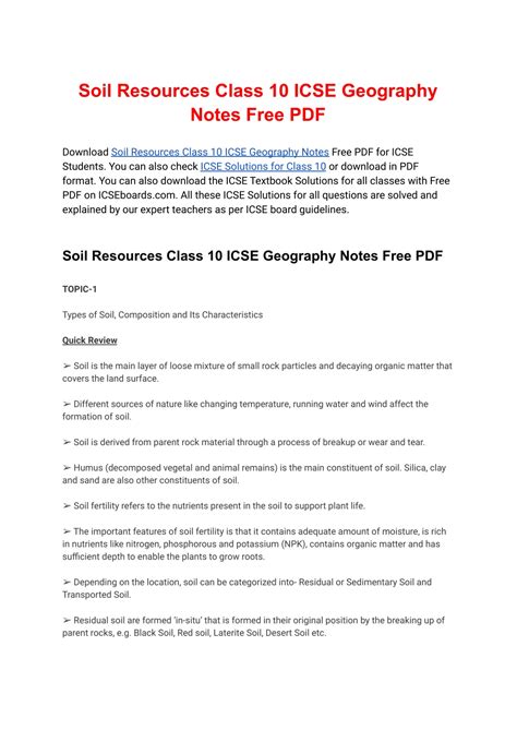 Ppt Soil Resources Class 10 Icse Geography Notes Free Pdf Powerpoint